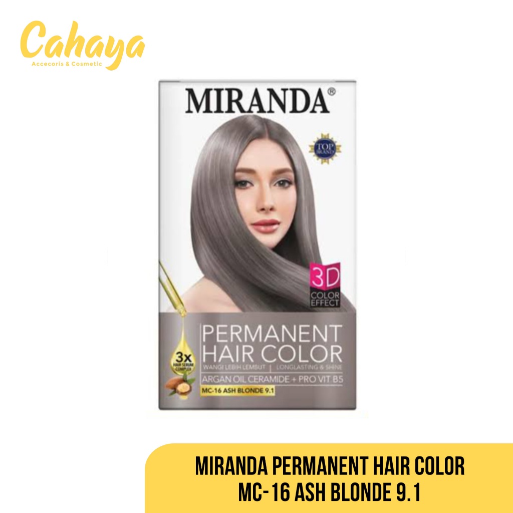 Jual CAHAYA - MIRANDA PERMANENT HAIR COLOR MC.16 ASH BLOND 9.1 | Shopee ...