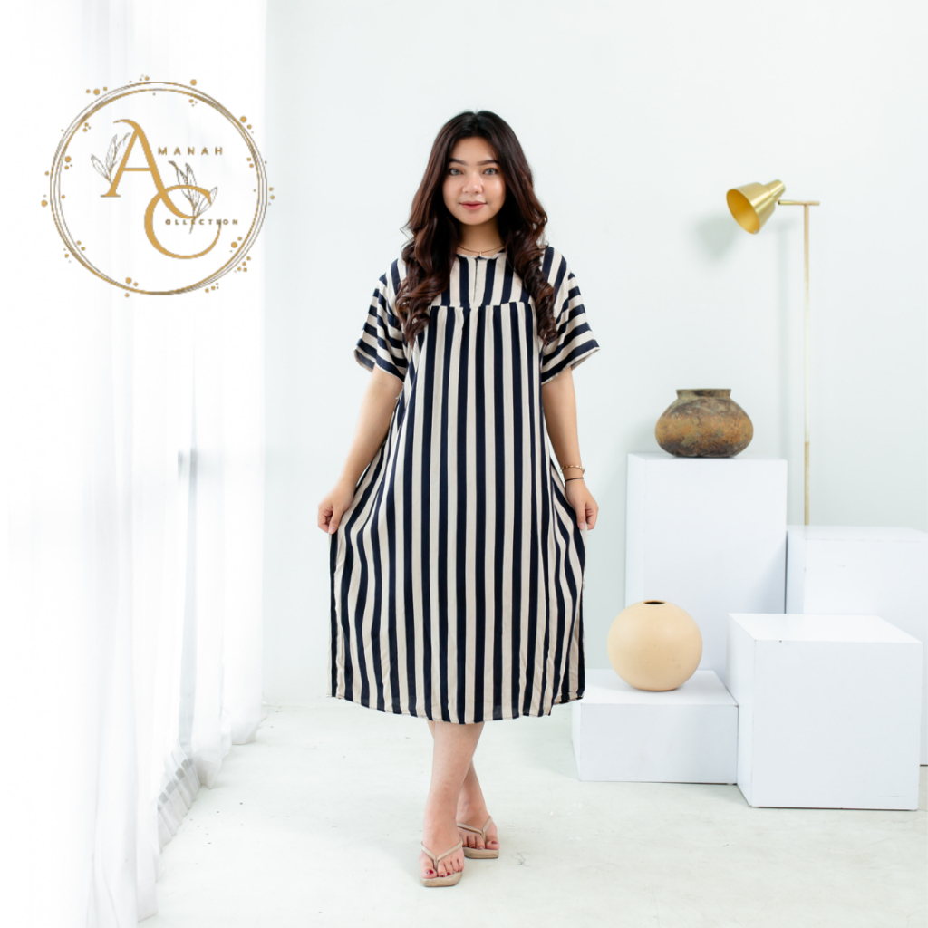 Jual DASTER DRESS KEKINIAN BUSUI SLETING MOTIF GARIS HITAM PUTIH LD125 ...