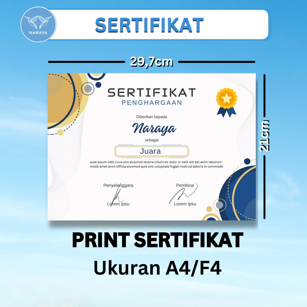 Jual Cetak Sertifikat Custom / Piagam | Shopee Indonesia