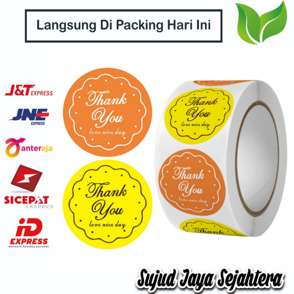 Jual 38. STICKER THANK YOU STICKER TERIMA KASIH (MODEL RANDOM Y) 1 ROLL ...