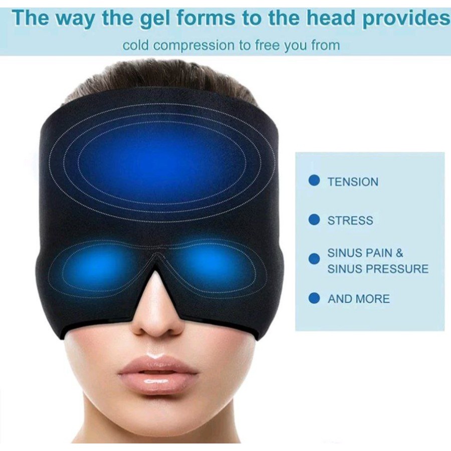 Jual Migraine Relief Headache Compress Head Wrap Hot Cold Gel Therapy ...