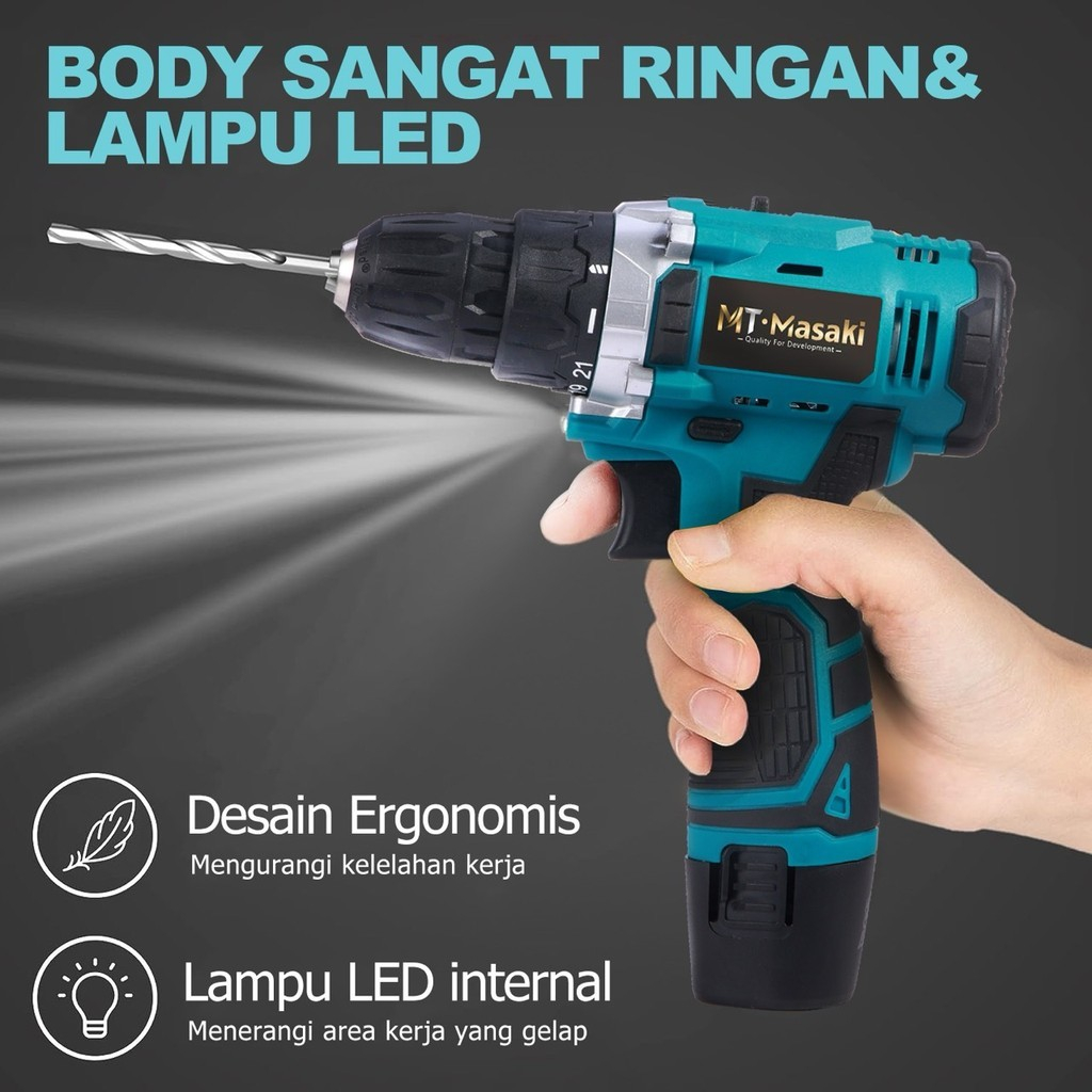 Jual MESIN BOR BATERAI 12V SET BOX BOR BATRE 10MM CORDLESS DRILL 2 ...