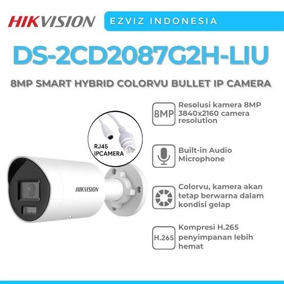 Jual Ip Camera Hikvision 8MP 4K DS-2CD2087G2H-LIU Built in Audio Resmi | Shopee Indonesia
