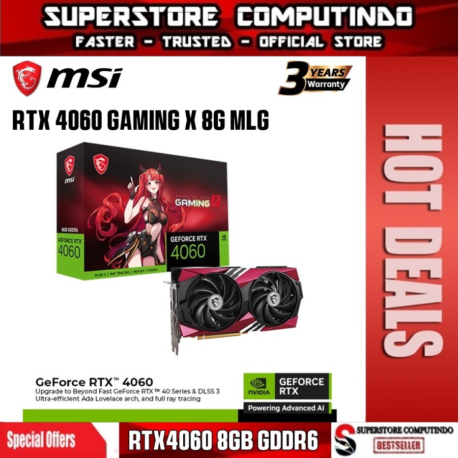 Jual VGA MSI GeForce RTX 4060 GAMING X 8G MLG - RTX 4060 GAMING X 8GB ...