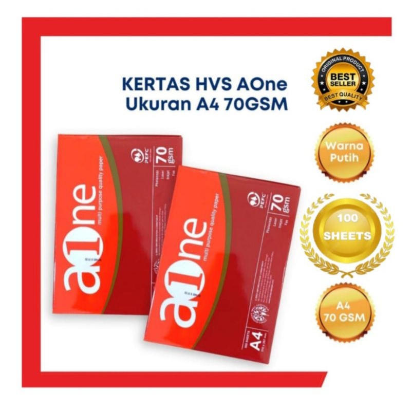 Jual Kertas HVS A4 AONE 70 gr Capcity (100 Lembar) Kertas Hvs A4 Kertas ...