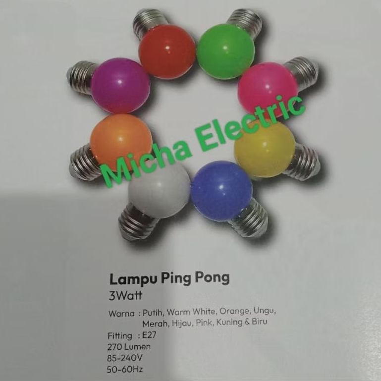 Jual Lampu Ping Pong LED 3 Watt E27 / Lampu Ping Pong bulat 3W E27 | Shopee Indonesia