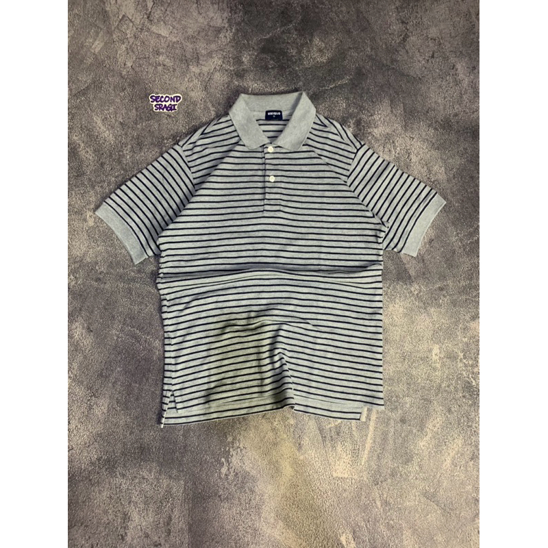 Jual polo shirt salur kaos berkerah garis garis brand uniql*w | Shopee Indonesia