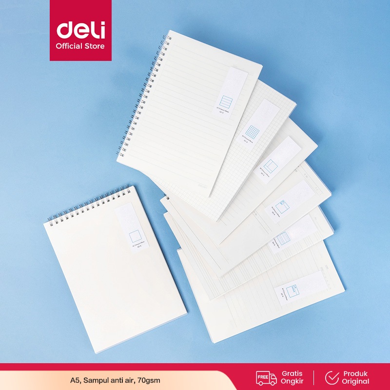 Jual Deli Spiral Notebook / Buku Spiral A5/B5 60 halaman Cover PP ...