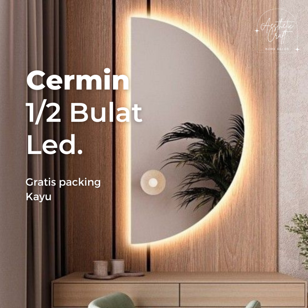 Jual Cermin LED Setengah Bulat Cermin LED Half Moon Dekorasi Ruangan ...