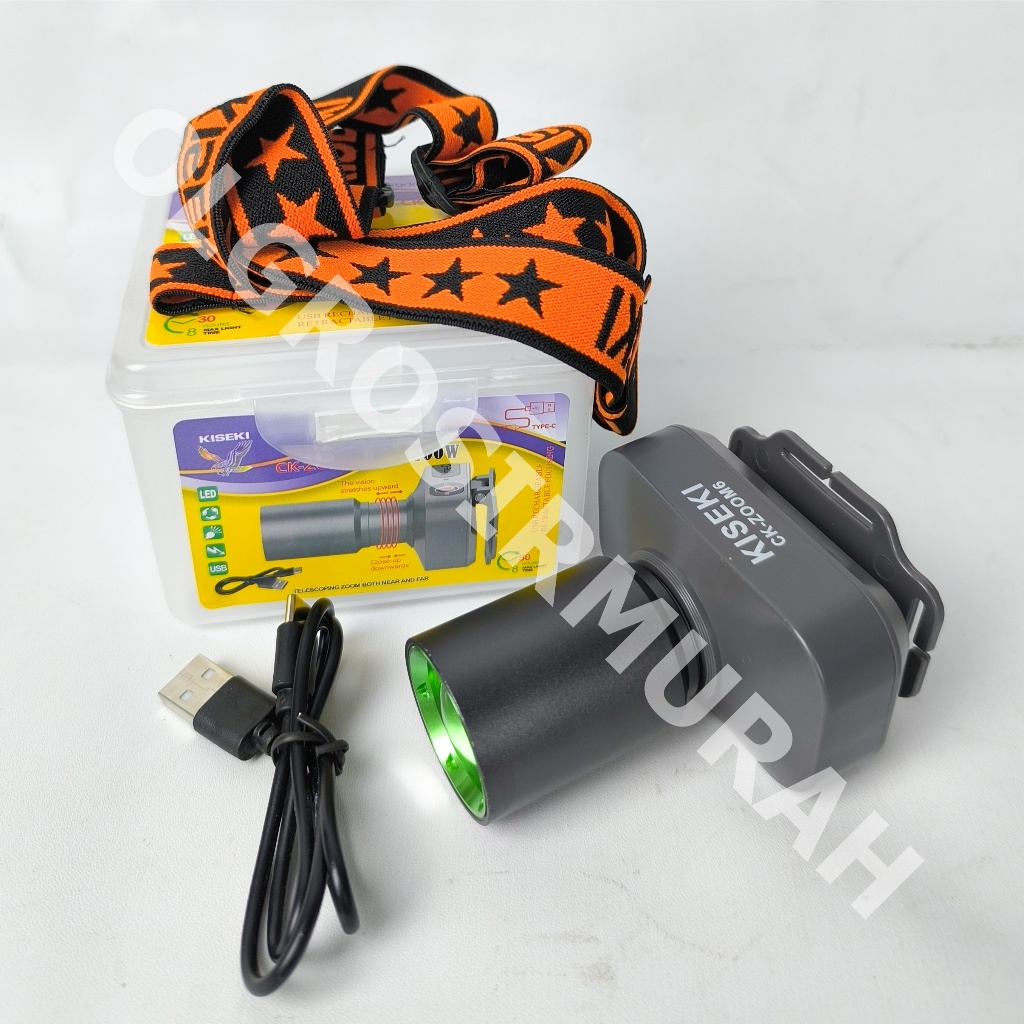 Jual Senter Kepala KISEKI Zoom 6 Super Terang 100 Watt CAHAYA PUTIH ...