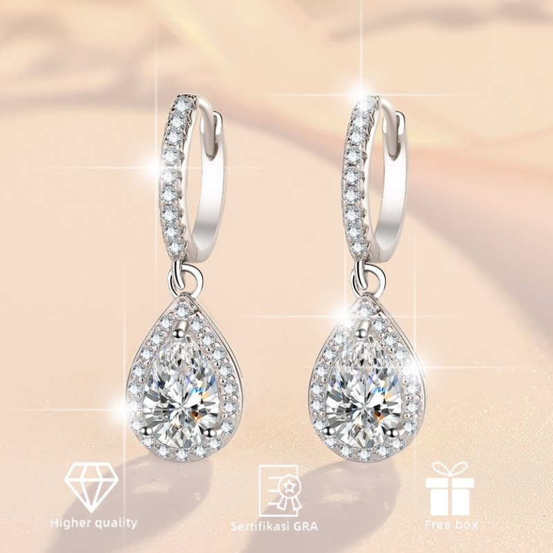 Jual Anting Moissanite Anting perak asli Anting Permata Anting Berlian ...