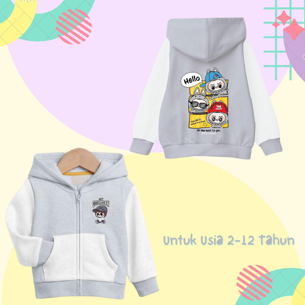 Jual Hoodie Labubu Anak Laki-laki Model Zipper Usia 2-12 Tahun / Jaket ...