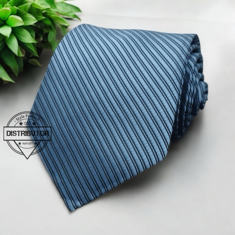 Jual Dasi pria panjang motif salur warna Biru Denim uk 3 inchi Dasi ...