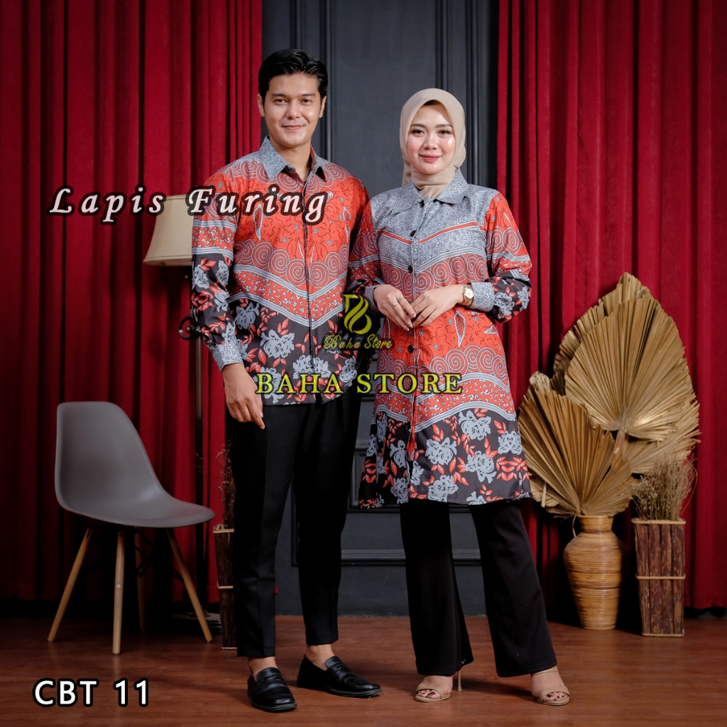 Jual CBT11 Batik COUPLE Lapis Furing Motif Orange Standar Sampai Size JUMBO | Shopee Indonesia