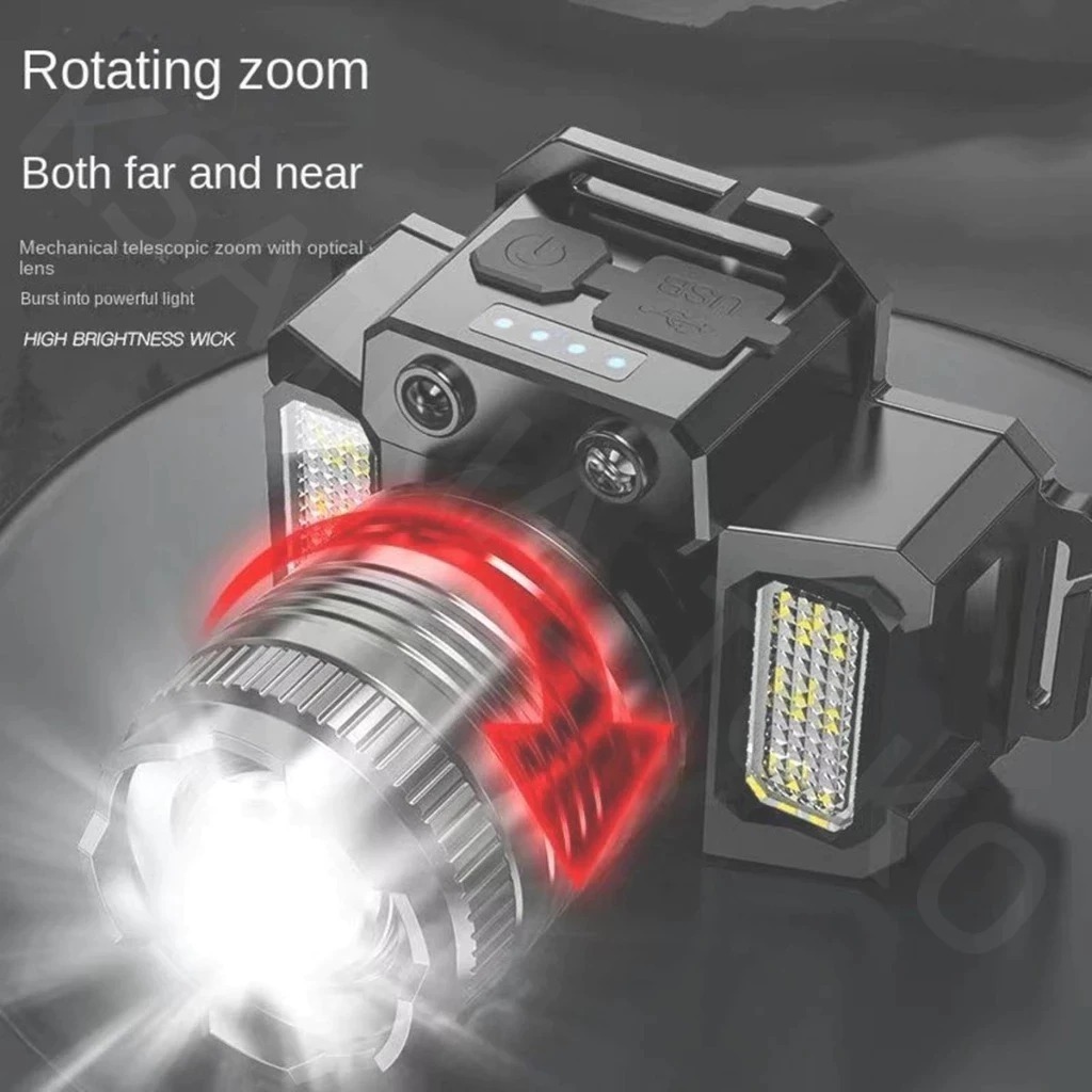 Jual Lampu Kepala LED Tahan Air/Headlamp F-T51 Induksi Sensor Gerak Zoom Rotating/Super Terang ...