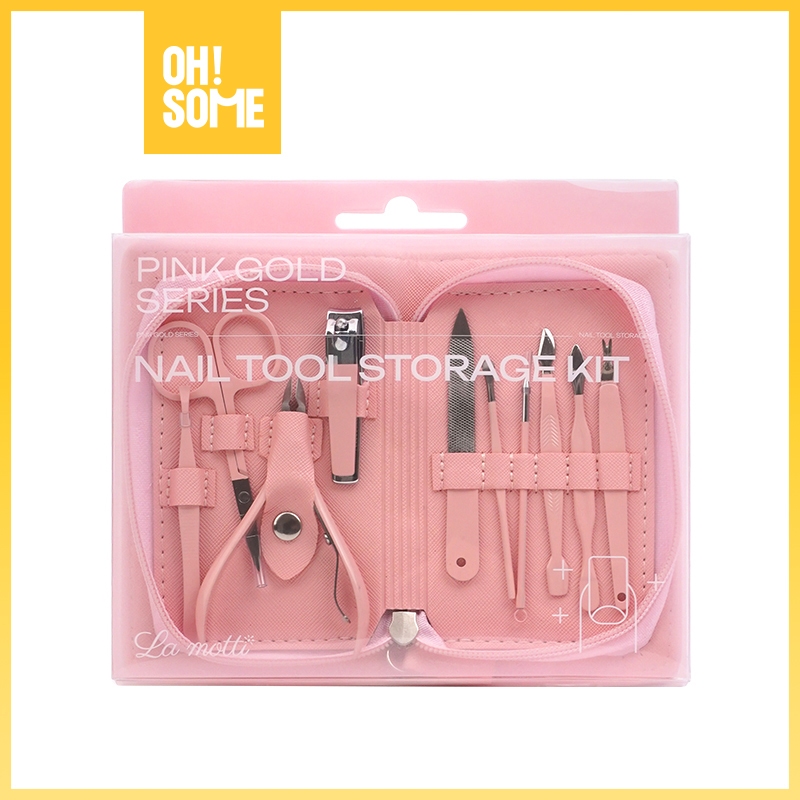 Jual OHSOME - La motti Pink gold Series Nail tool storage kit 10 pcs ...
