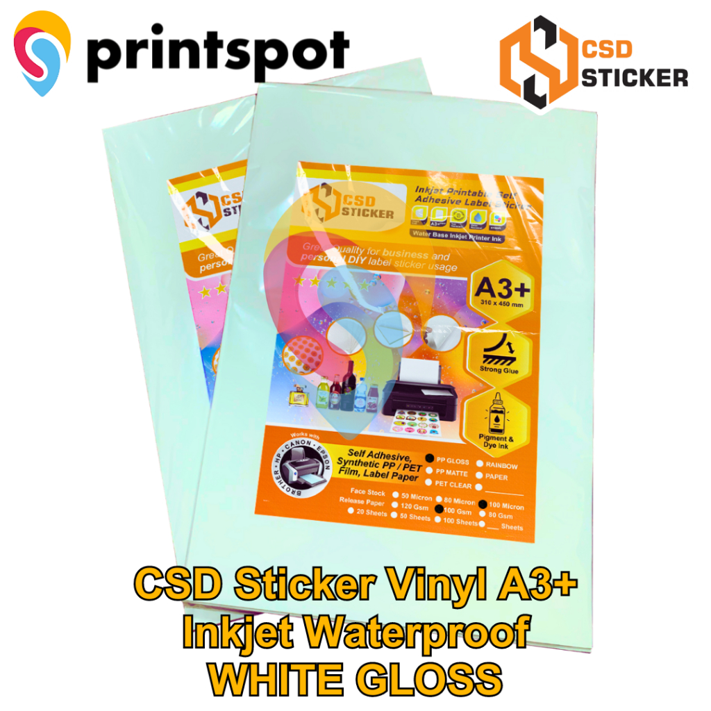 Jual NEW CSD Sticker Vinyl Print Inkjet A3+ Stiker Label Waterproof ...