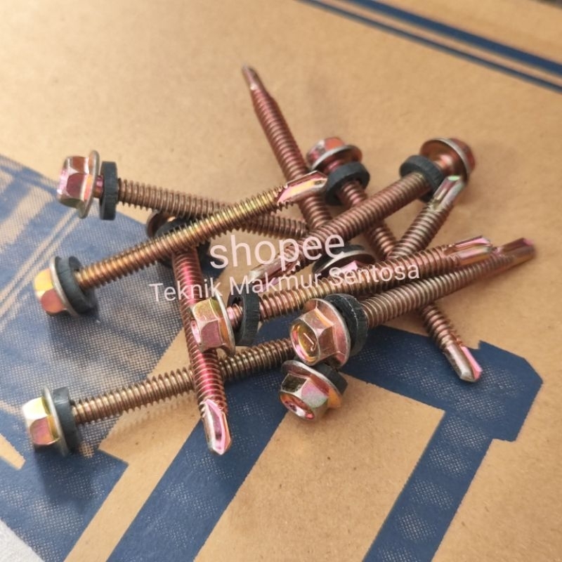 Jual Pack Isi 10pcs Baut Roofing Ruping 12 x 50 / 12 x 30 Sekrup Baja ...