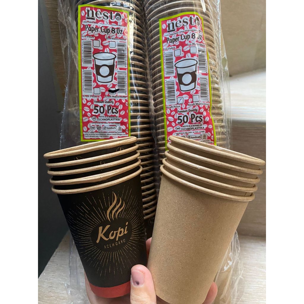 Jual PAPER CUP KRAFT UKURAN 8 OZ/GELAS KERTAS UNTUK MINUMAN PANAS TIDAK TUMPAH/BOCOR | Shopee ...