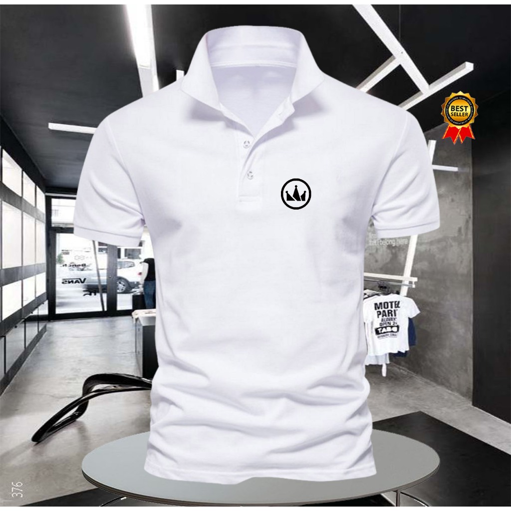 Jual COD T-shrit POLO kerah Mahkota Text Black Kaos Kerah Dewasa Shirt / Kaos Wangki Pria ...