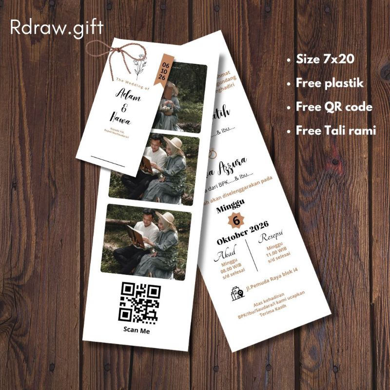 Jual Undangan Mini Hand tag | Undangan simpel | Undangan tali rami ...