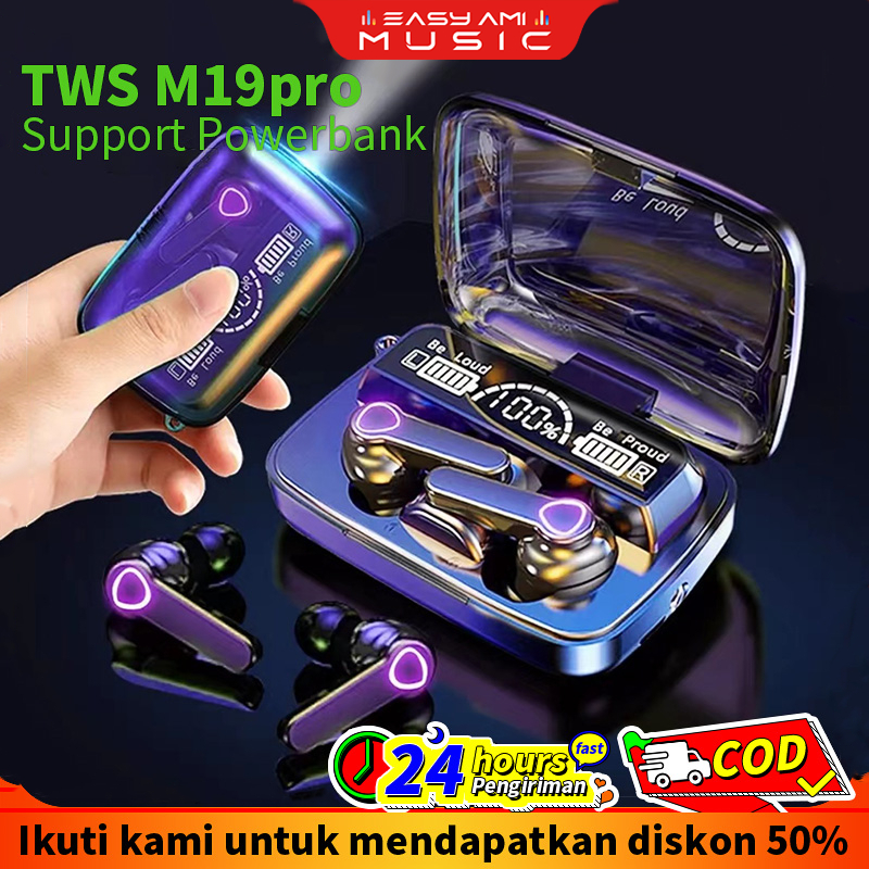 Jual M19 TWS Wireless Earphones With 2800mAh Powerbank Bluetooth 5.3 Bright Flashlight Dengan ...