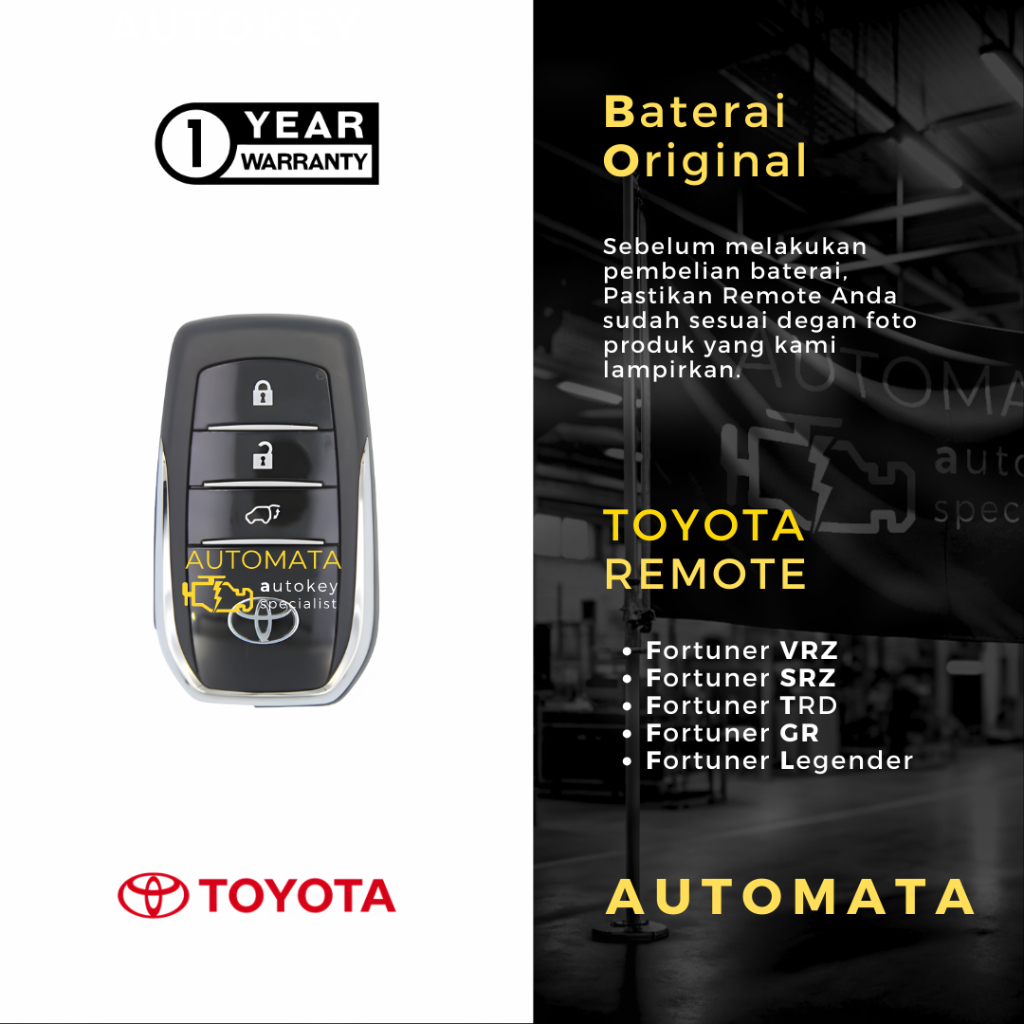 Jual Baterai Remote Toyota Fortuner GR 2022 Original Panasonic | Shopee ...