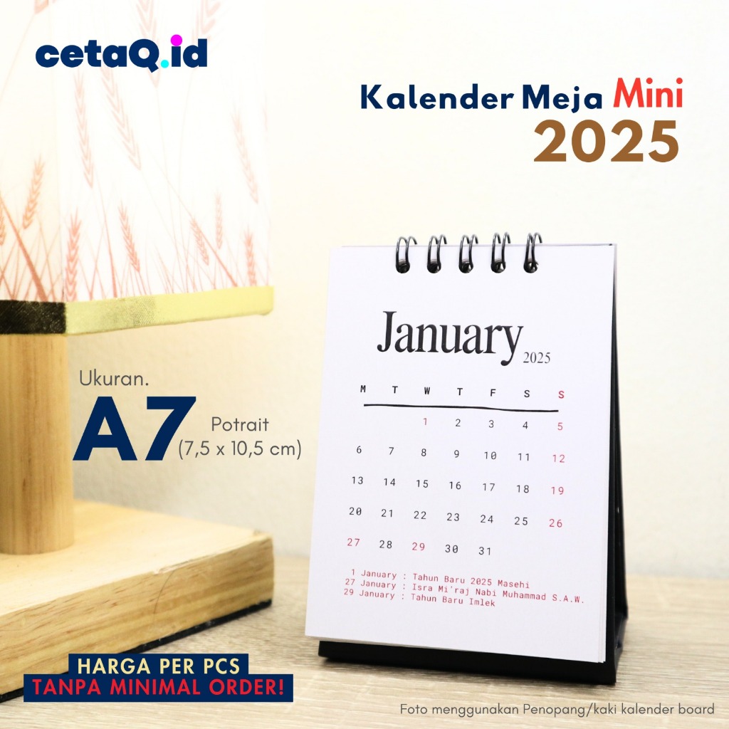 Jual Kalender Meja 2025 Aesthetic Ukuran A7 | Cetak Kalender 2025 mini ...