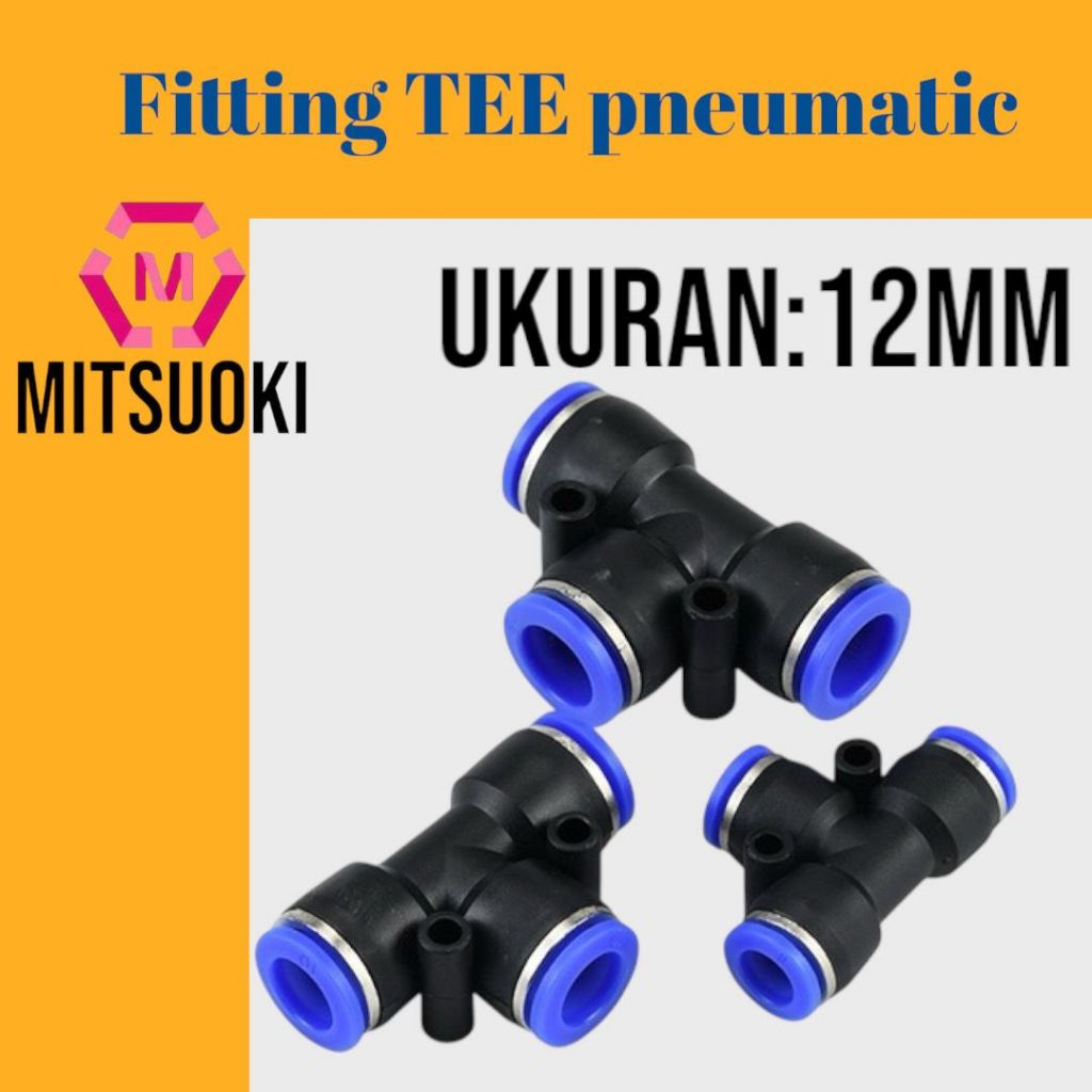 Jual fitting tee pneumatic 12mm/fitting tee/pneumatic tee/fitting pe ...