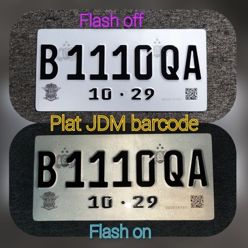 Jual plat mobil jdm reflektif putih barcode QR font terbaru 1set depan ...