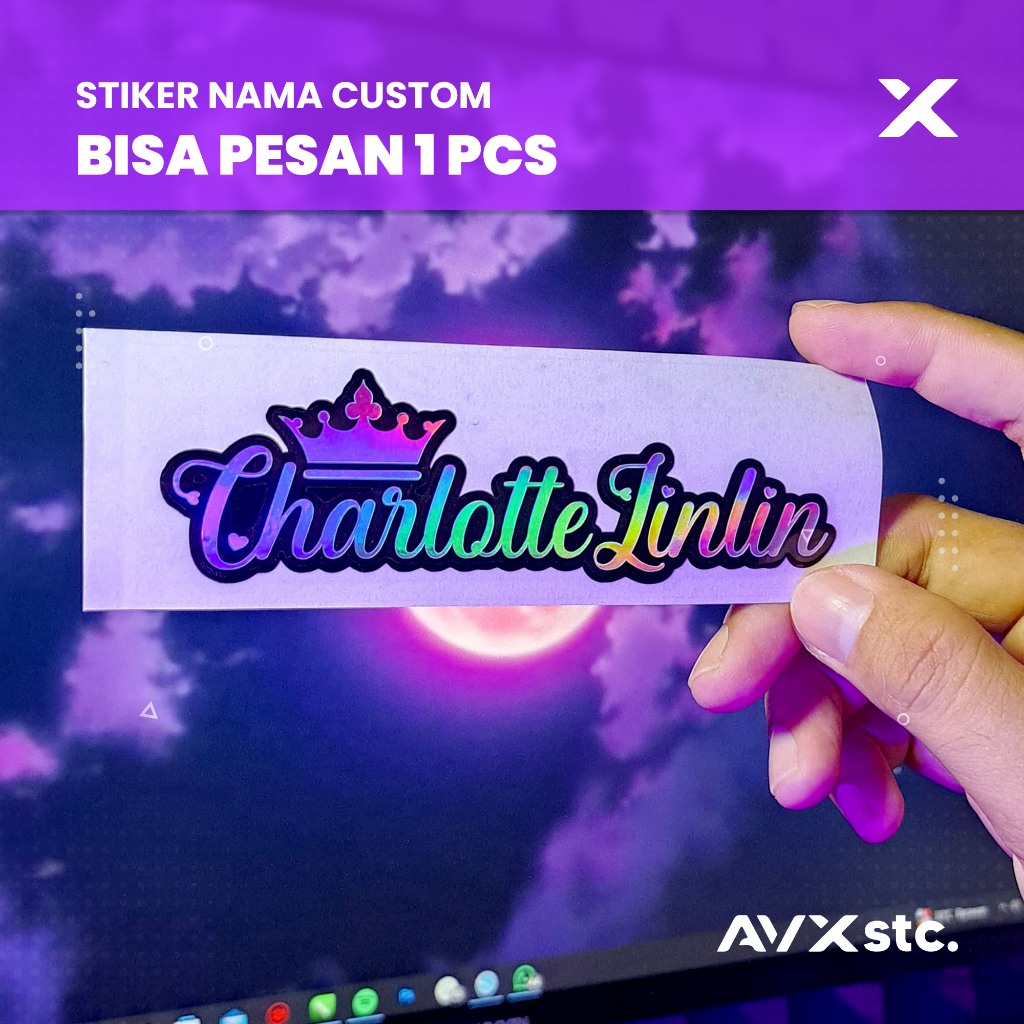 Jual [COD] Sticker Nama Custom Hologram dgn Outline Timbul Anti Air ...