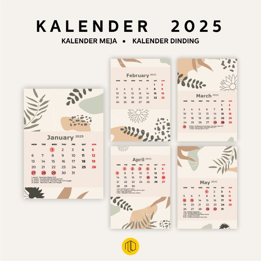 Jual Kalender Dinding Aesthetic 2025 / Kalender Meja Aesthetic 2025 ...