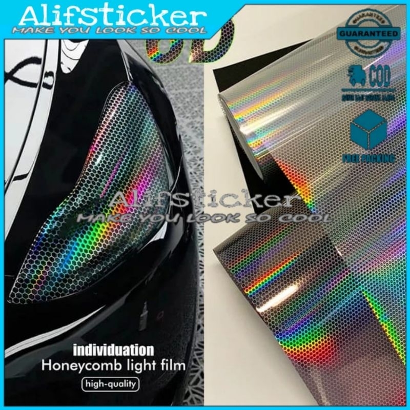 Jual Sticker Lampu Sarang Tawon Stiker Transparan Pelangi Hologram ...