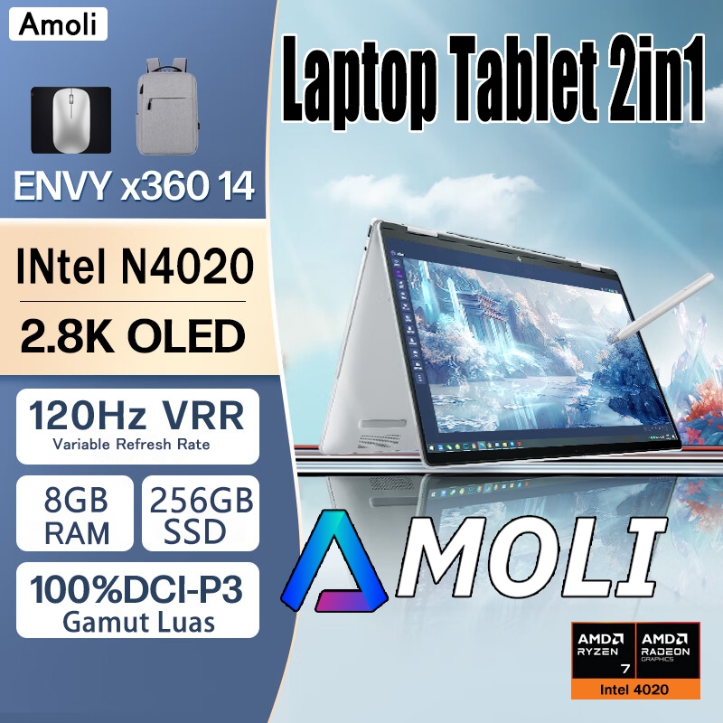 Jual Amoli Laptop tablet 2-in-1 dengan layar mata 2.5K, Intel N4020 RAM ...