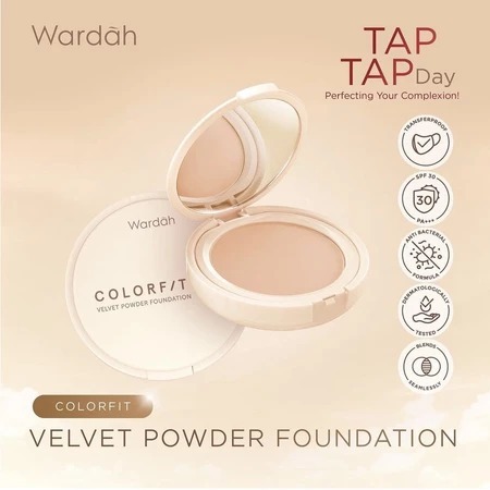 Jual WARDAH Colorfit Velvet Powder Foundation SPF20 PA+++ 11g Bedak ...
