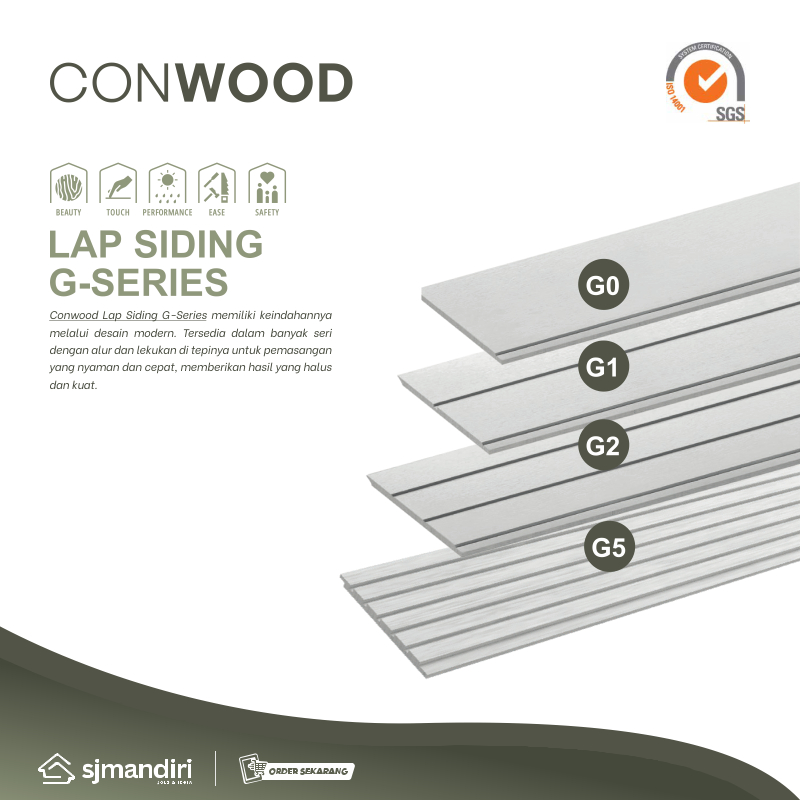 Jual Conwood Lap Siding 8" G Series (200 x 3050 x 11 mm) Fiber Cement ...