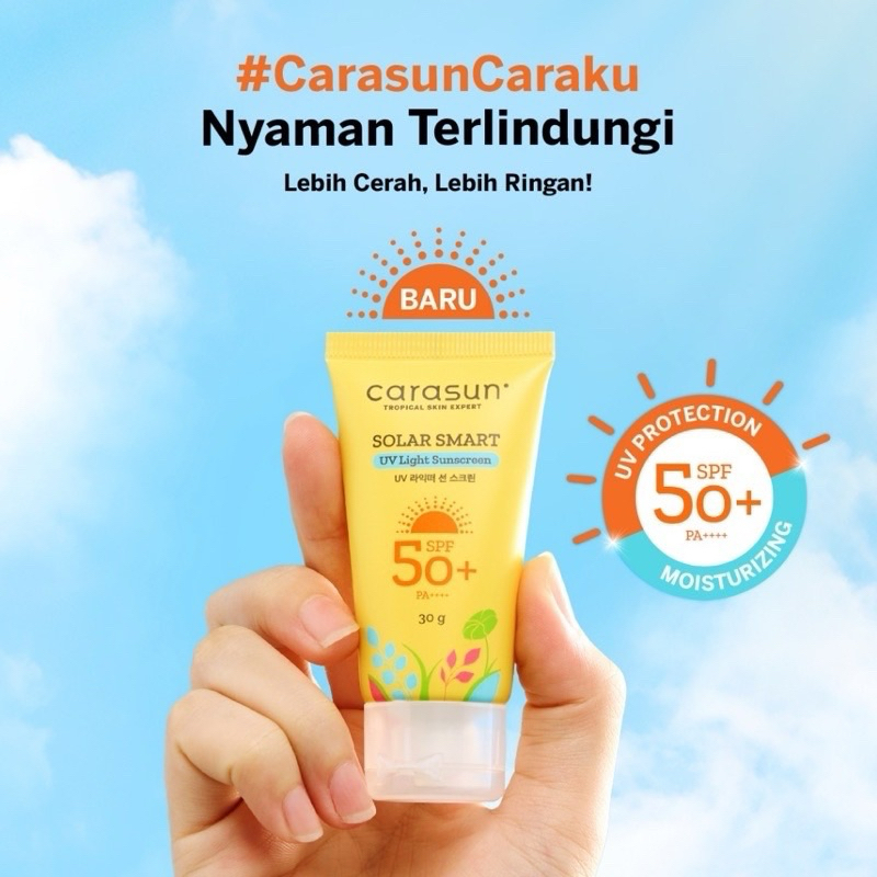 Jual CARASUN Solar Smart UV Light Sunscreen SPF50 PA++++30g | Shopee Indonesia