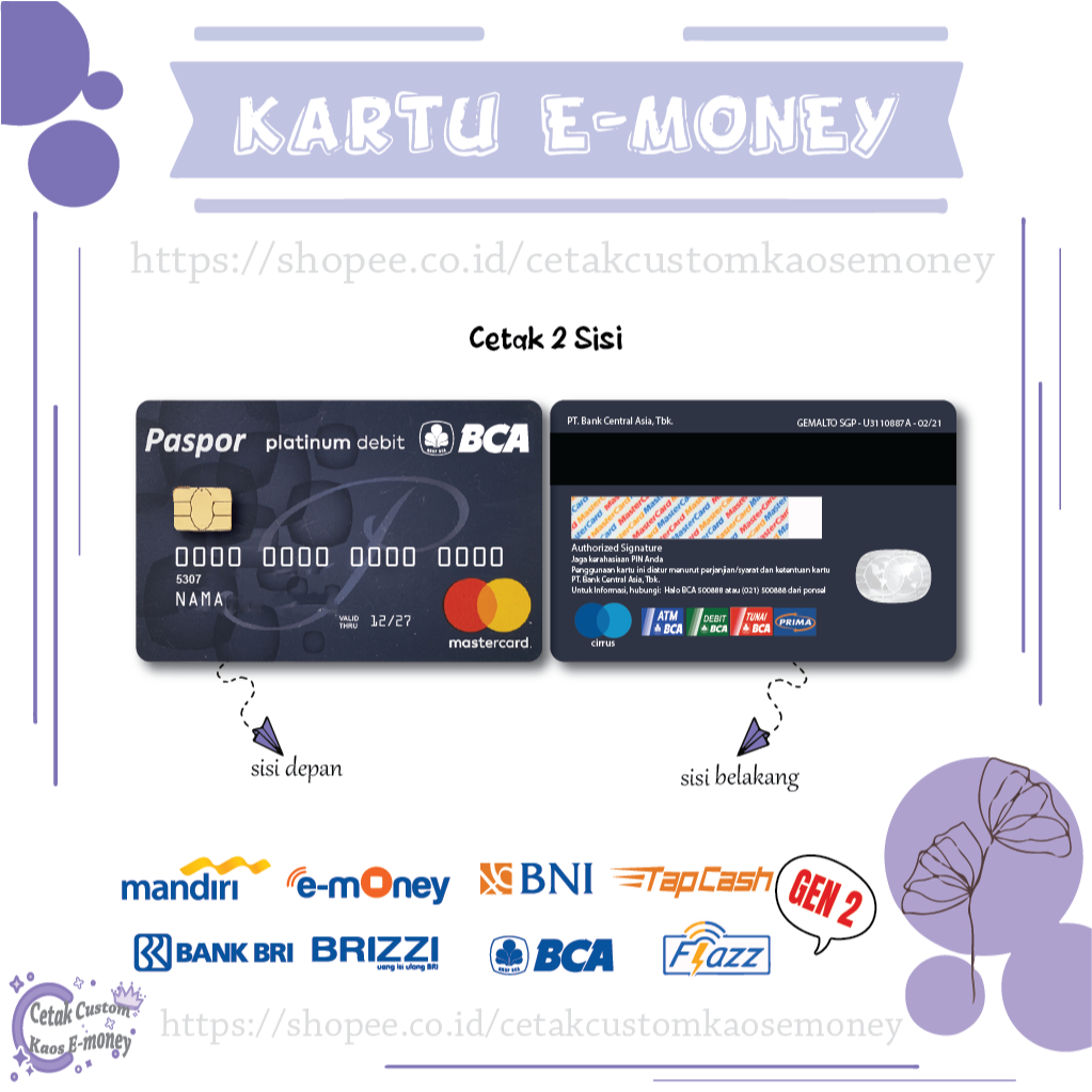 Jual KARTU E MONEY E TOLL CARD PASPOR PLATINUM BCA MASTERCARD CARD EMONEY MANDIRI BNI BRI BCA ...