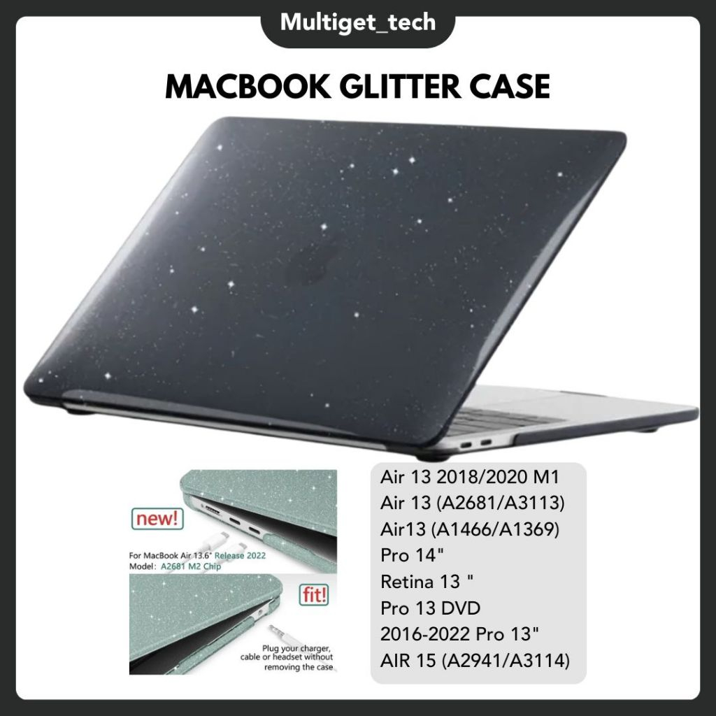Jual MacBook Glitter Case Transparan Bening New Air Pro Retina 13 14 ...
