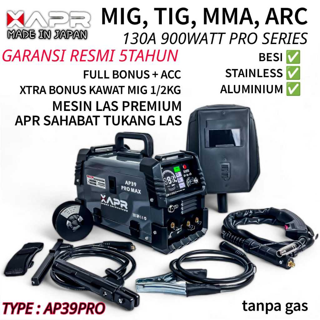 Jual Raja mesin las!!! APR AP39 PRO MIG TIG MMA ARC 130A 900WATT garansi 5thn full bonus welding ...