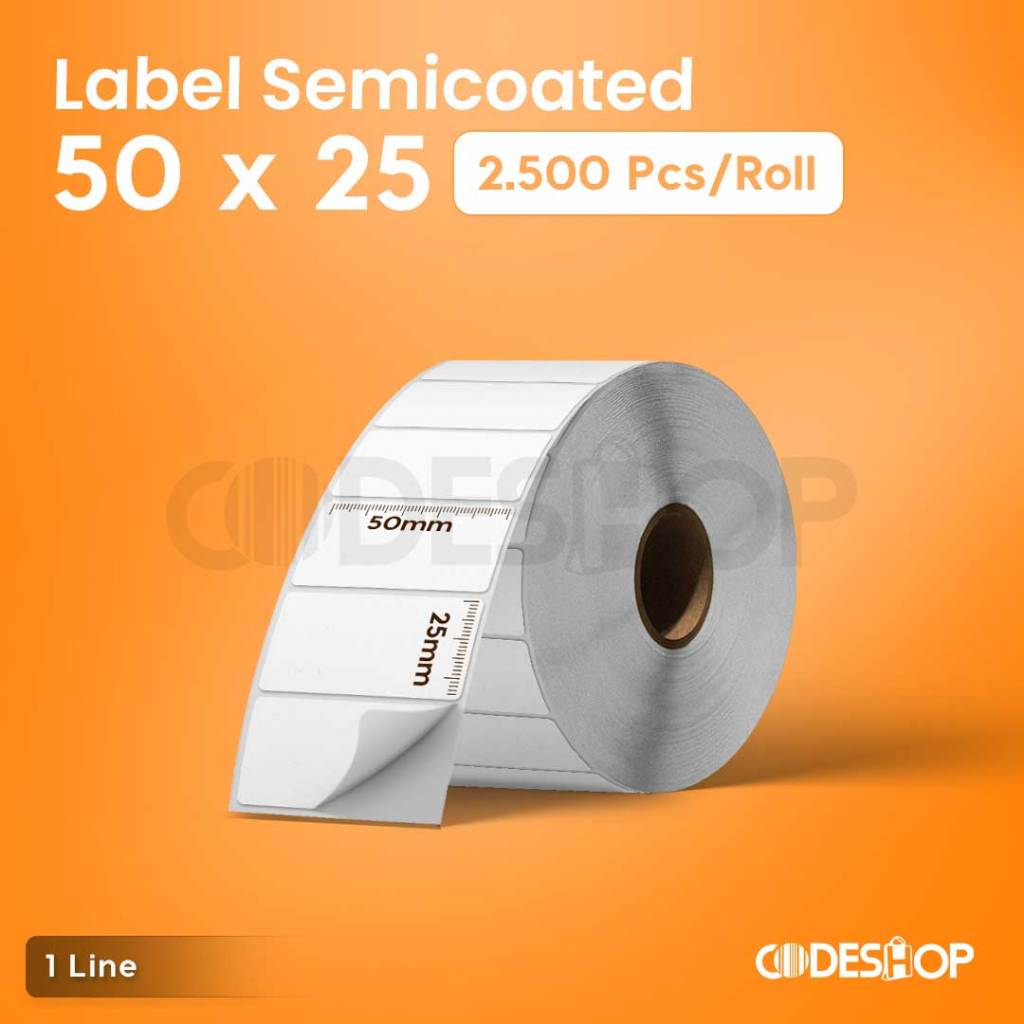 Jual Stiker Label 50 x 25 mm Semicoated 50x25 1 Line 2500 Pcs Perforasi ...