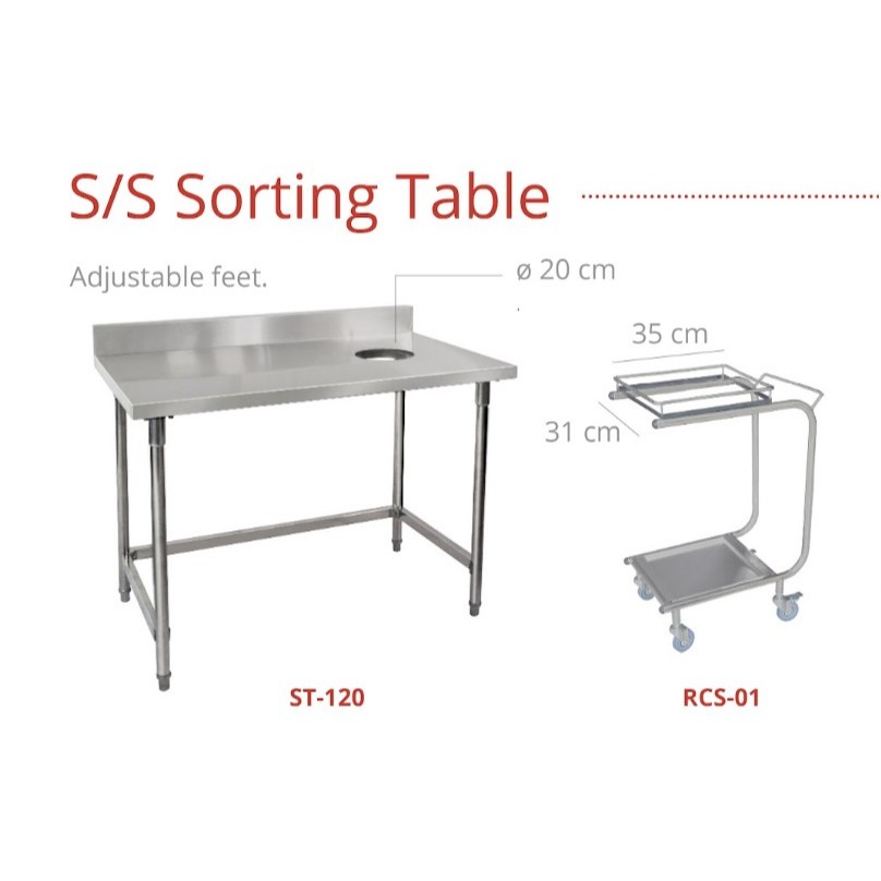 Jual Getra S/S Sorting Table ST 120 / Meja Stainless untuk Potong Buah ...