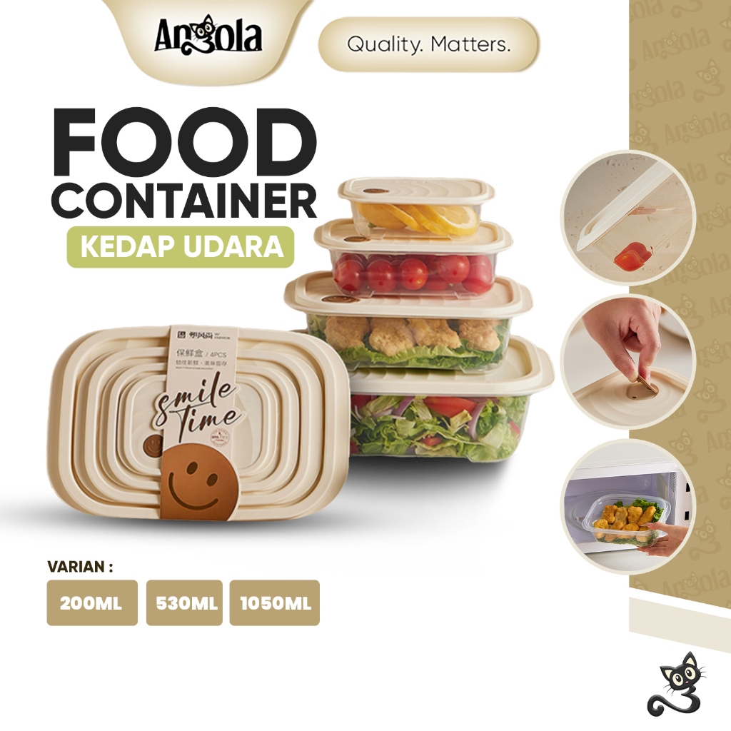 Jual ANGOLA Food Container Persegi Microwafe Safe 3PCS L47 Kotak ...