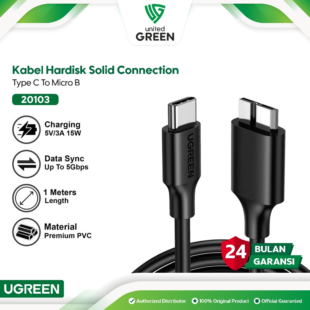Jual UGREEN Kabel Data Hardisk Type C to Micro B Cable HDD Eksternal 1 ...