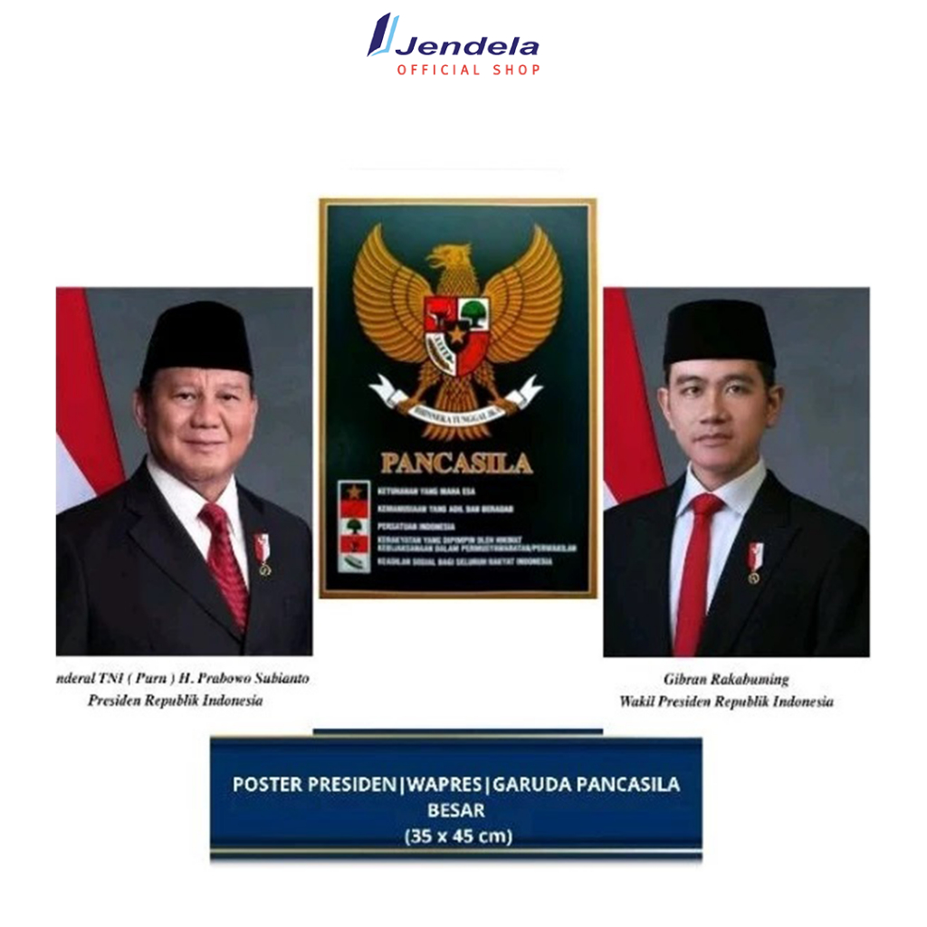 Jual Poster Foto Presiden Dan Wakil Presiden Indonesia 2024 - 2029 Prabowo Gibran Dan Lambang ...
