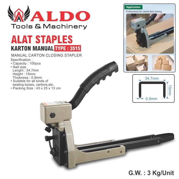 Jual ALAT STAPLES KARTON MANUAL 15 MM 3515 / MANUAL CARTON CLOSING ...