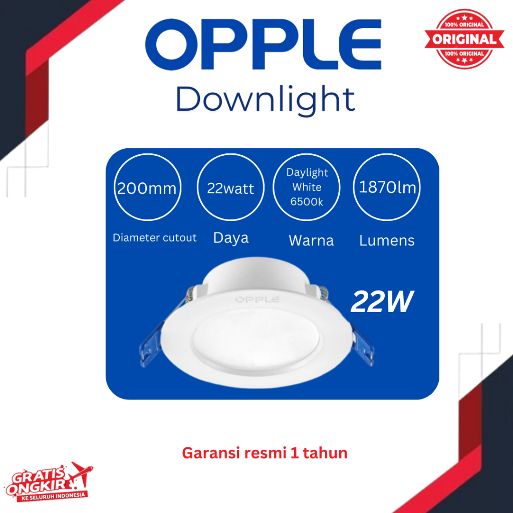Jual Lampu Downlight LED 22W 6500K RC US R200 Putih ORIGINAL OPPLE | Shopee Indonesia