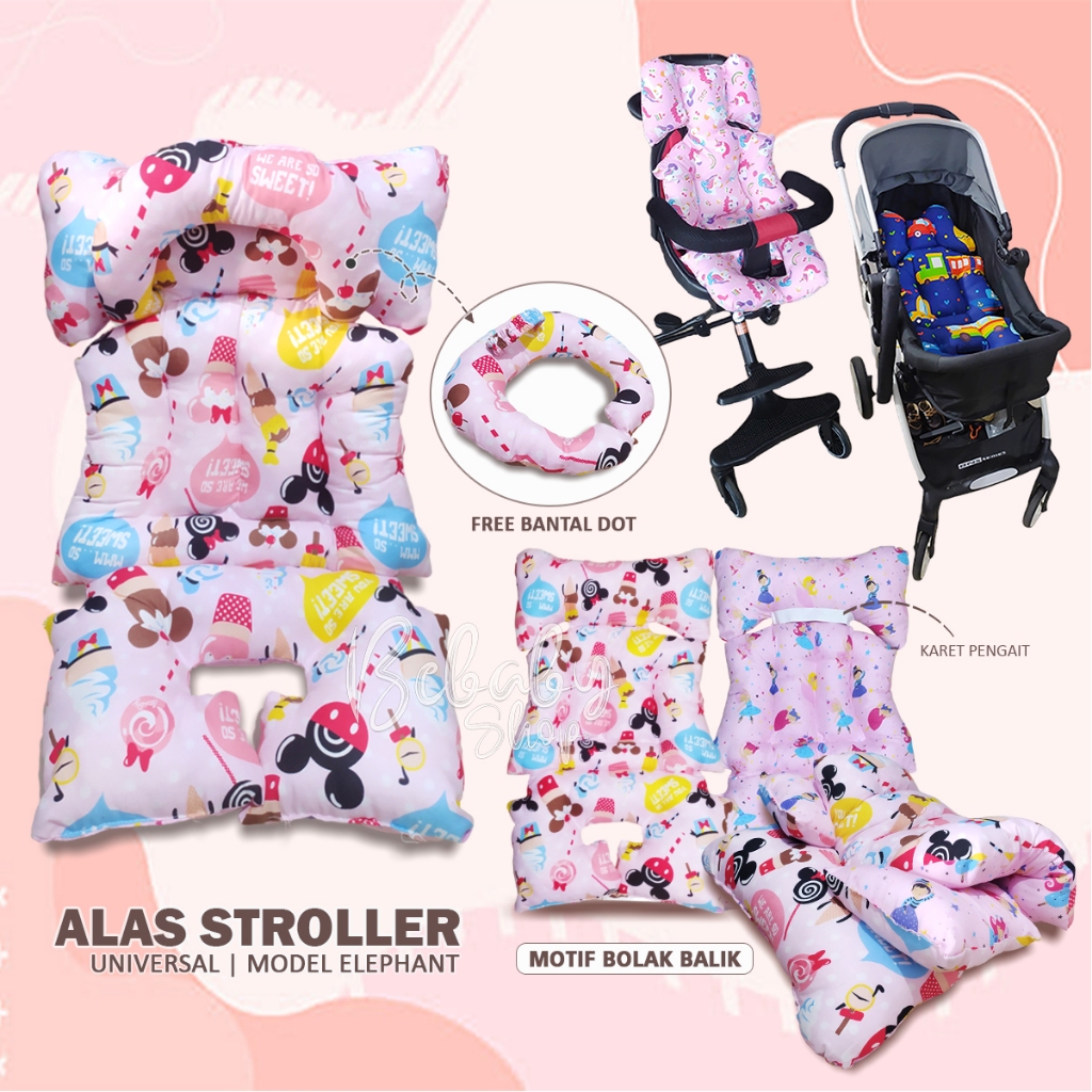 Jual Alas Stroller Universal Motif Bolak Balik Free Bantal Dot ...