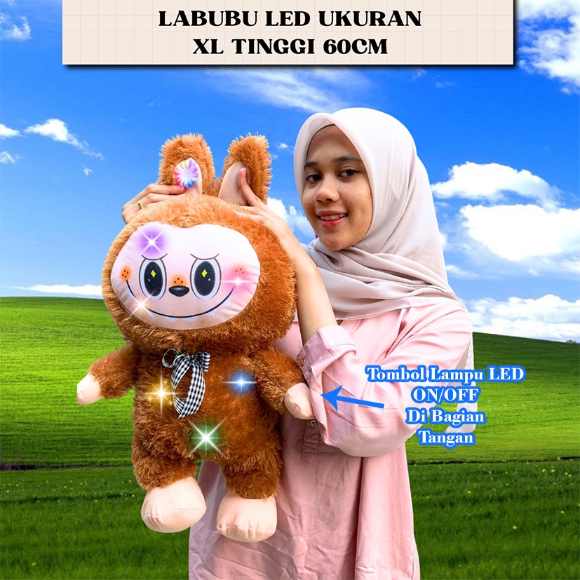 Jual ( LED XL ) Boneka Labubu LED Menyala Ukuran XL 60cm , Boneka ...
