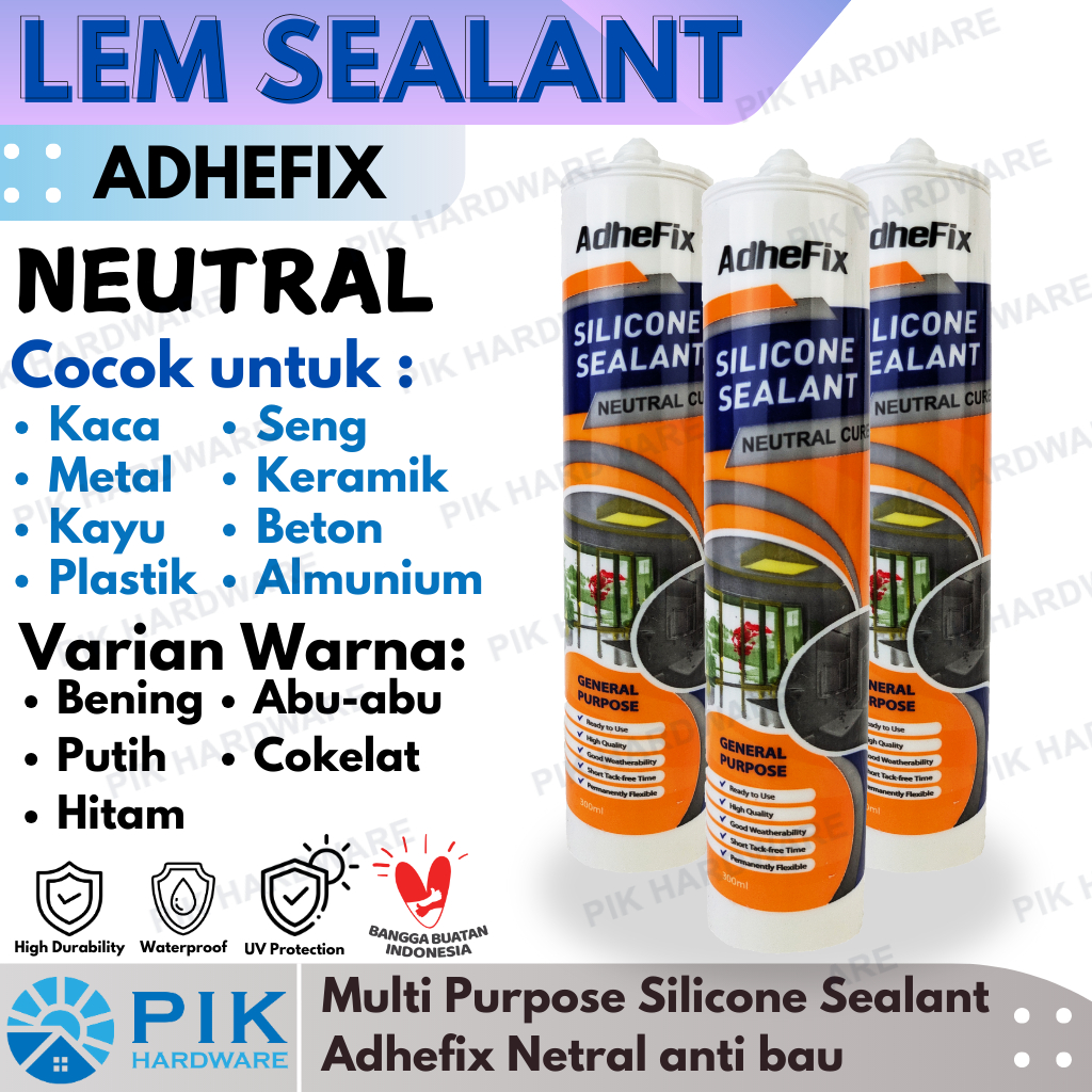 Jual LEM SEALANT NETRAL ADHEFIX MULTI PURPOSE BOTOL | LEM SILIKON KACA | SILICONE GLUE SERBAGUNA ...